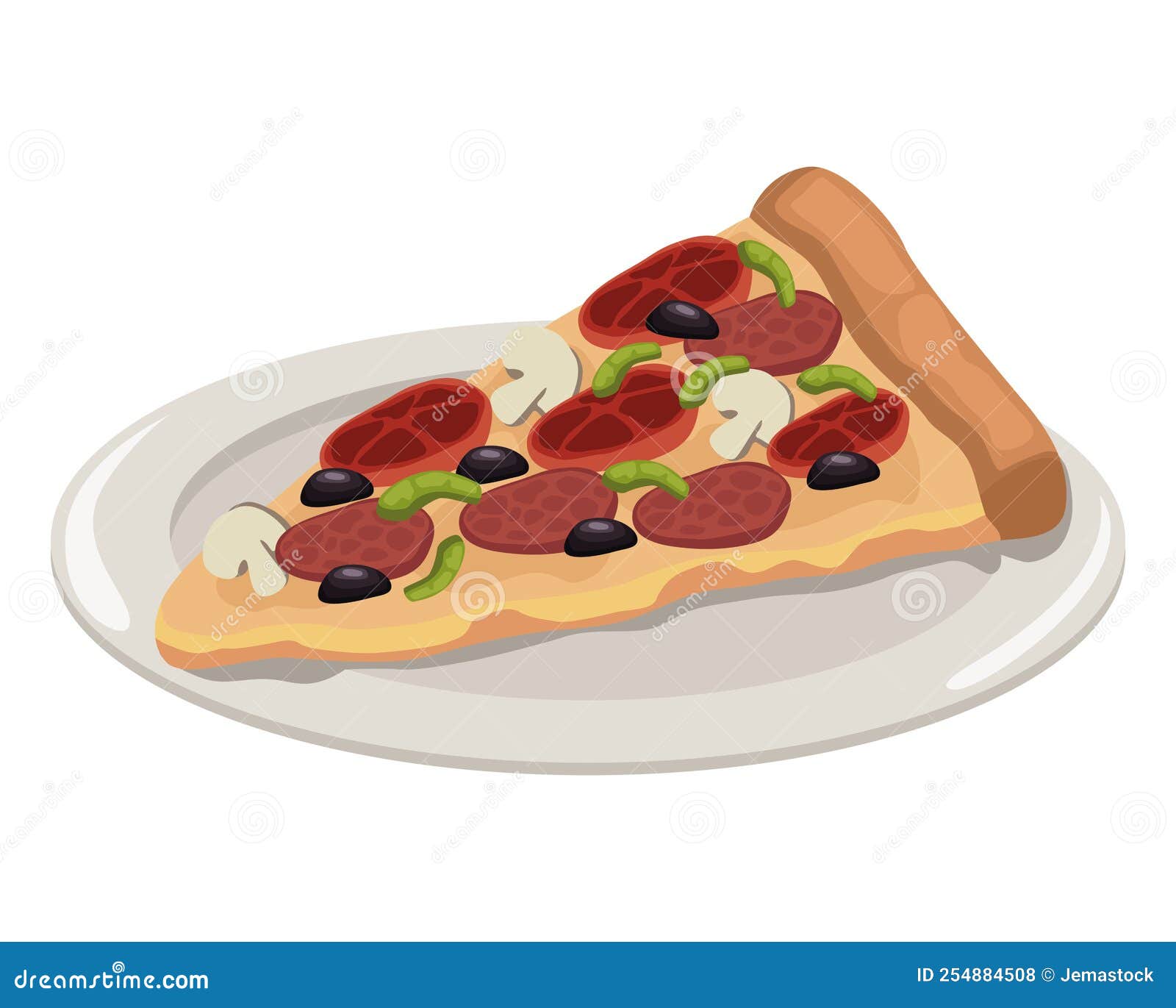 Pizza in dish stock vector. Illustration of vector, lunch - 254884508