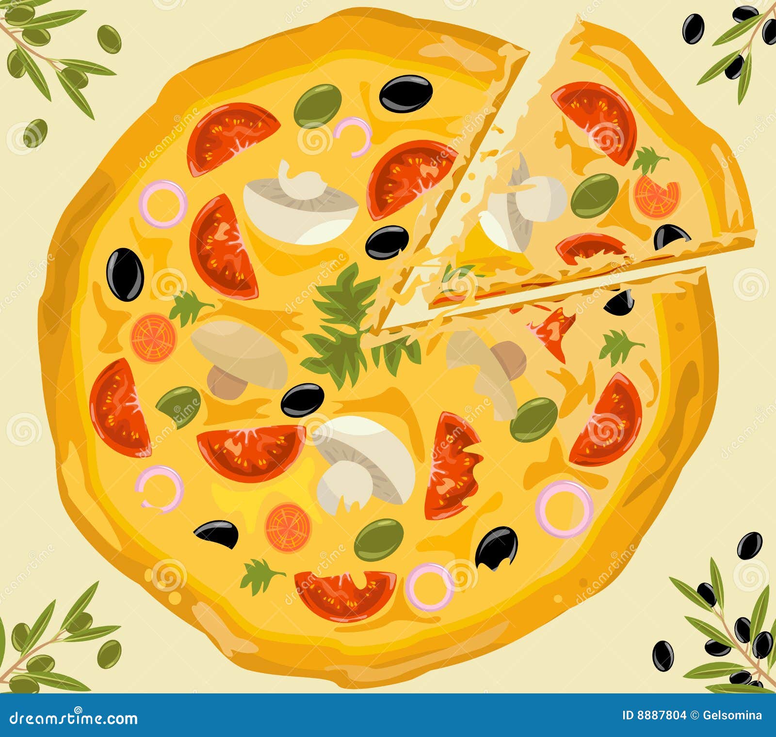 Pizza do vetor ilustração do vetor. Ilustração de queijo - 8887804