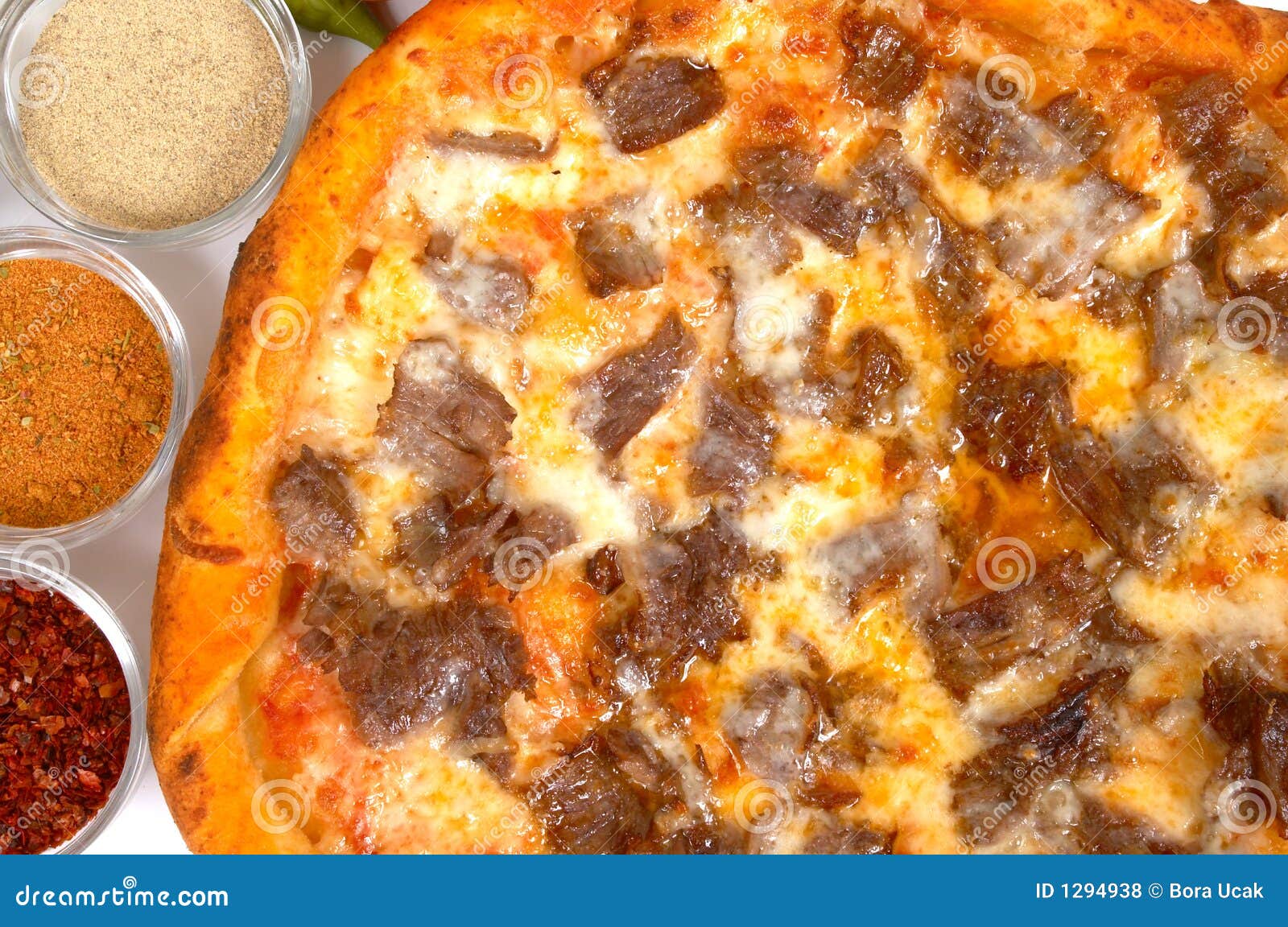 Pizza with doner stock photo. Image of food, plate, order - 1294938