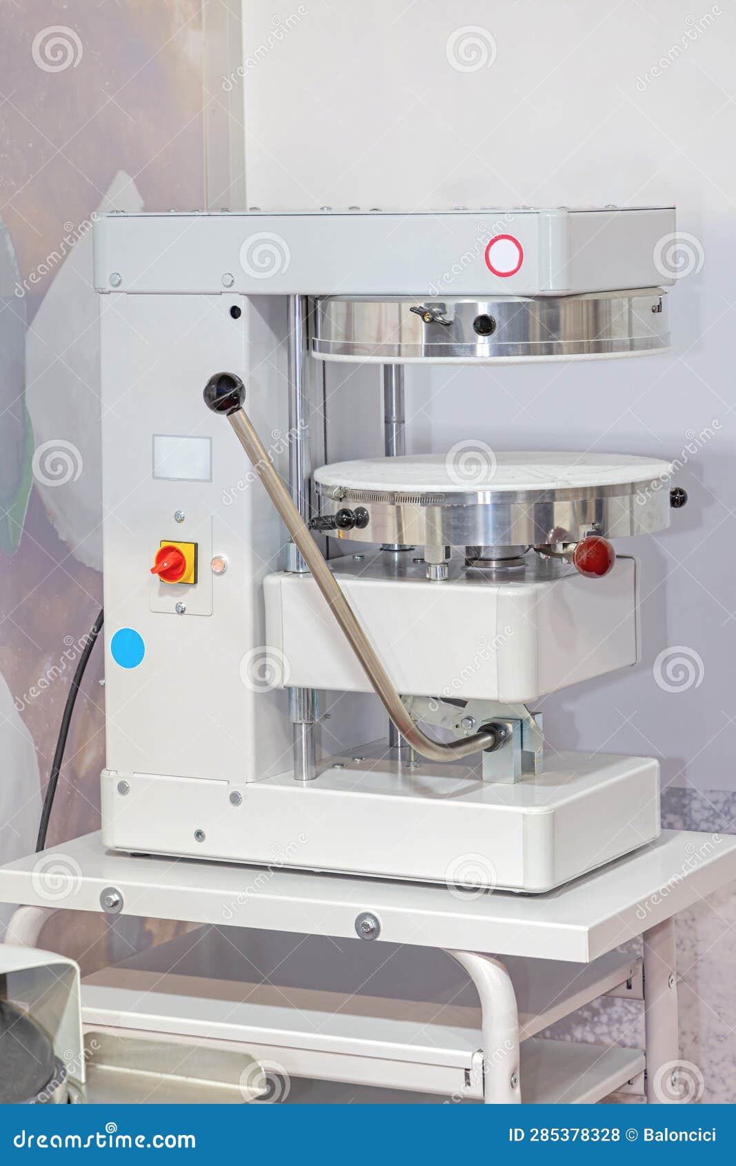Pizza Dough Press Machine stock photo. Image of pull - 285378328