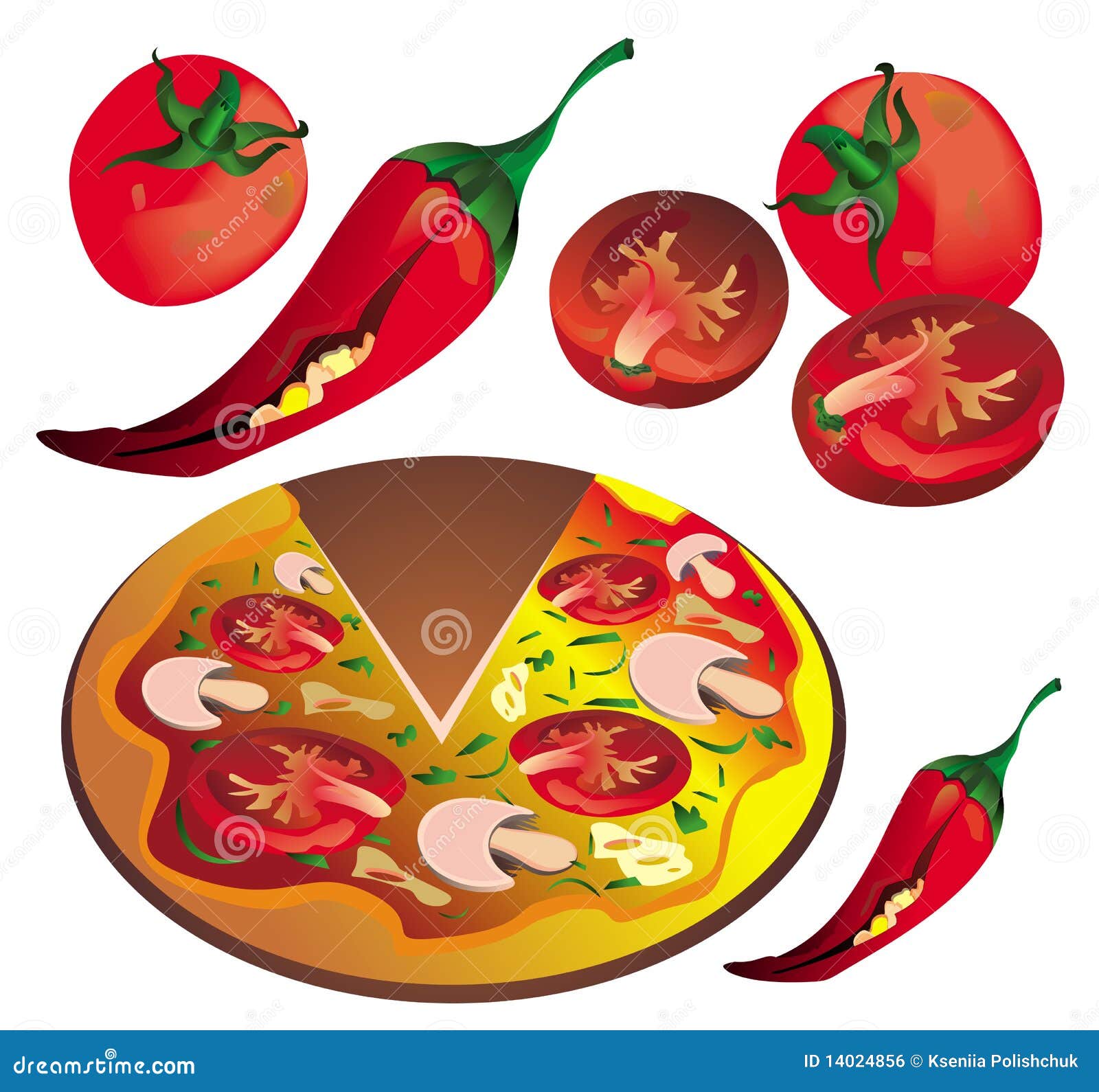 Pizza elements stock vector. Illustration of gastronomy - 14024856