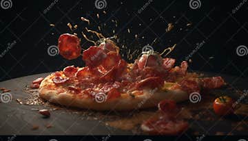 Pizza exploded stock image. Image of cuisine, onion - 274442381
