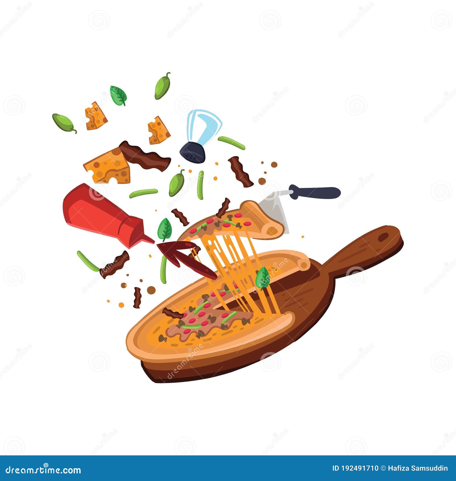Pizza Exploded View. Vector Illustration Decorative Design ...