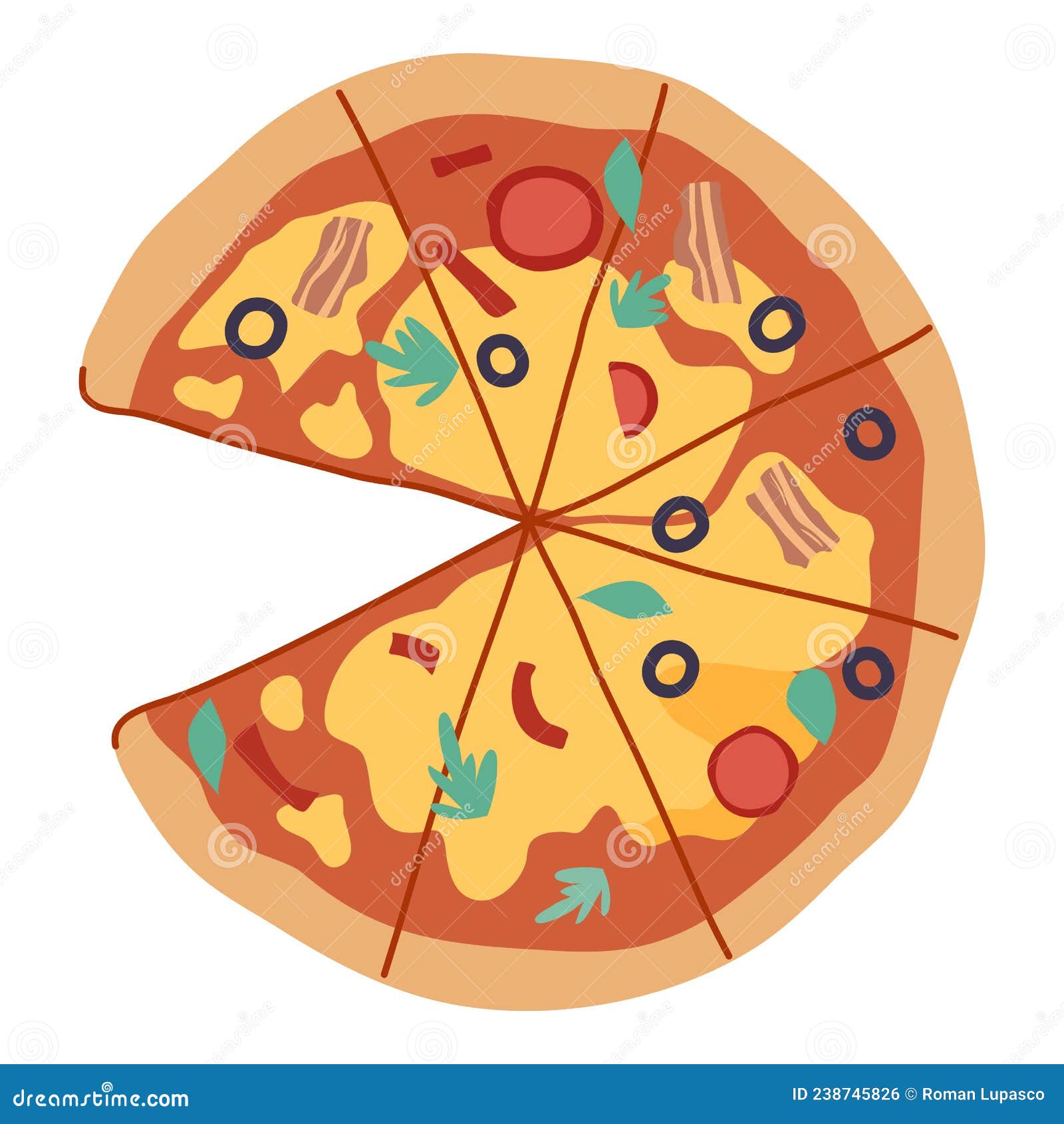 Pizza Falling Down with Different Things. Pizza Fly, Isolated Pizza ...