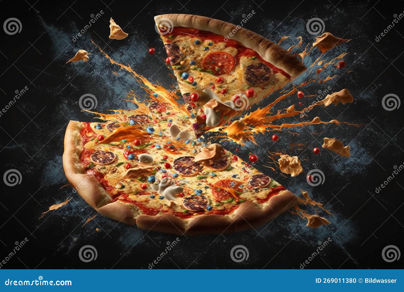 Pizza Fast Food is Exploding. Generative Ai Stock Illustration ...