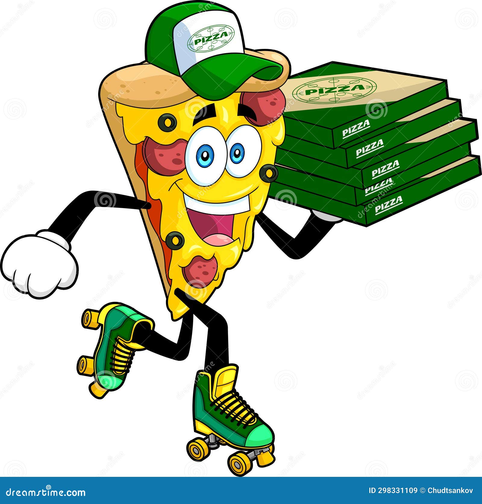 Pizza Slice Cartoon Character is Going for Delivery Stock Vector ...