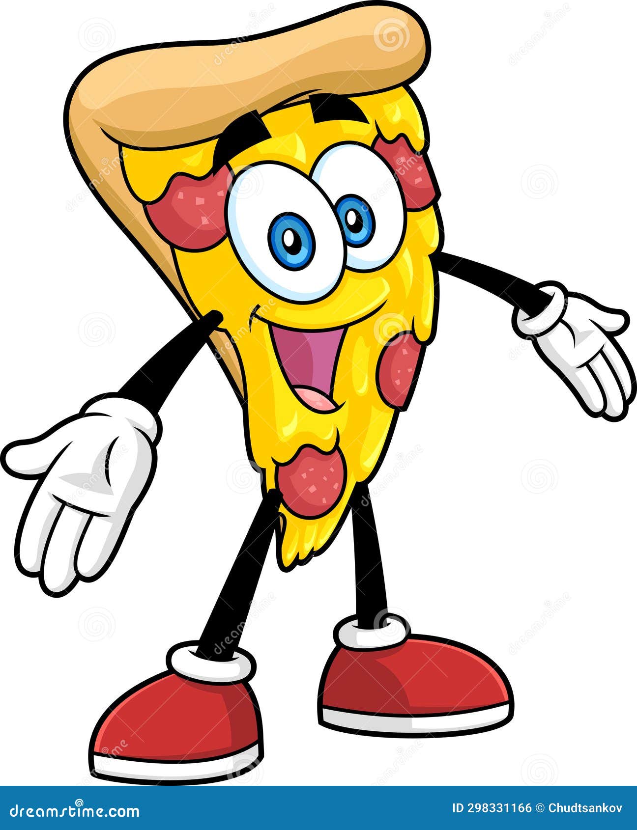 Funny Pizza Slice Cartoon Character with Open Arms for Hugging Stock ...
