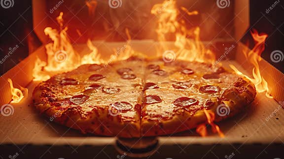 Pizza on Fire stock illustration. Illustration of tasty - 338596785