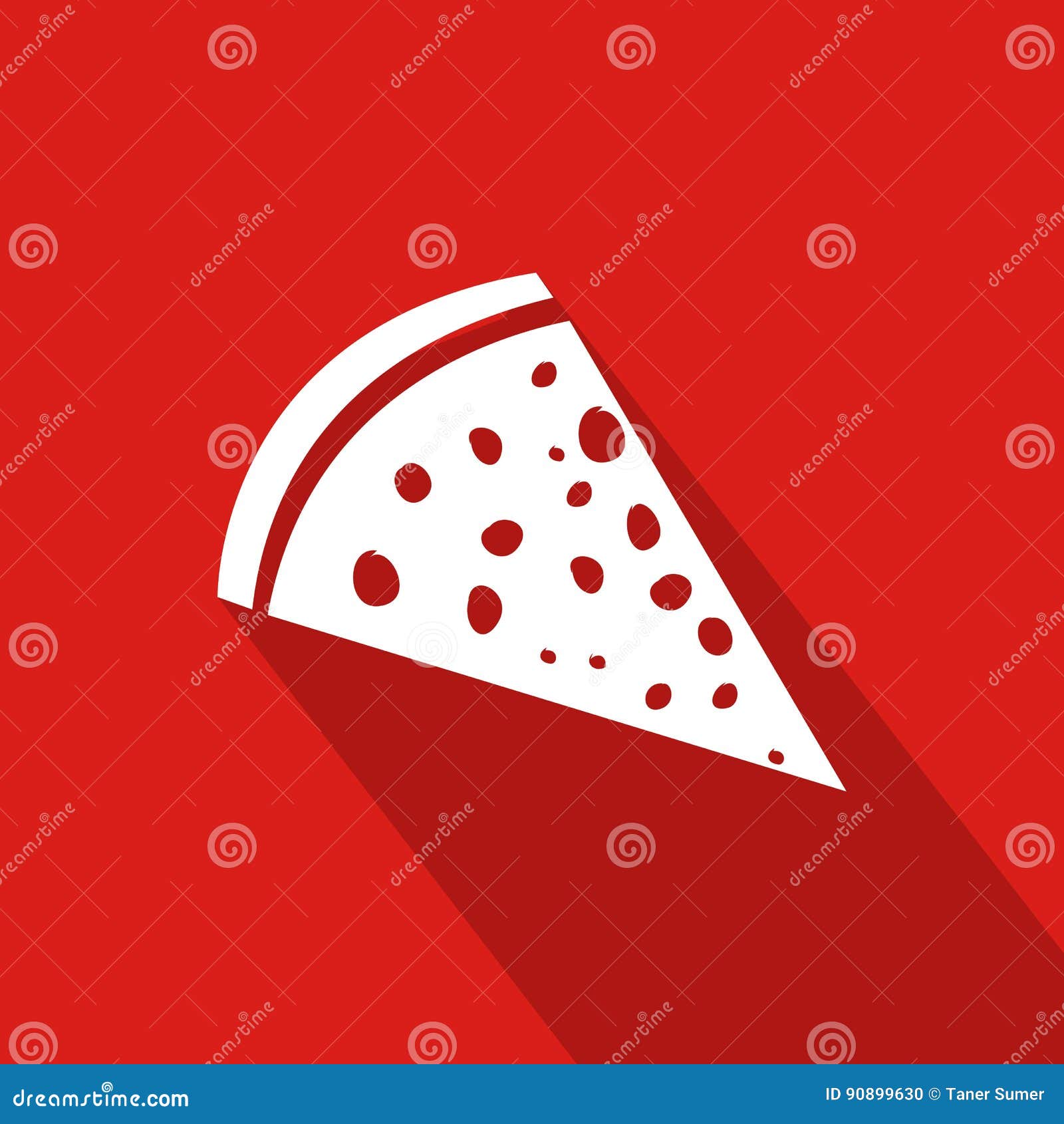 Pizza Flat Icon with Red Background Stock Vector - Illustration of ...