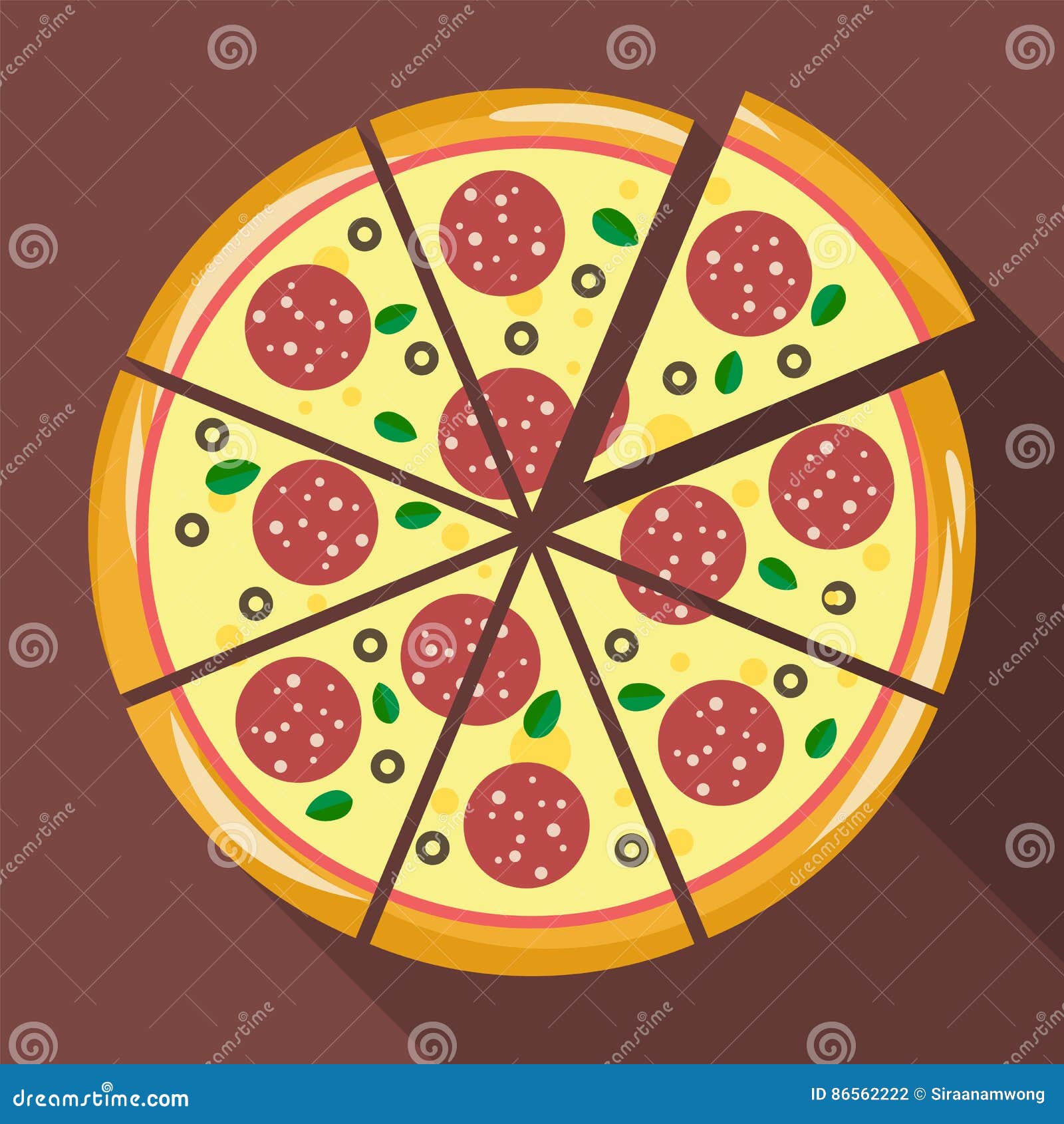 Pizza in flat style stock vector. Illustration of delicious - 86562222