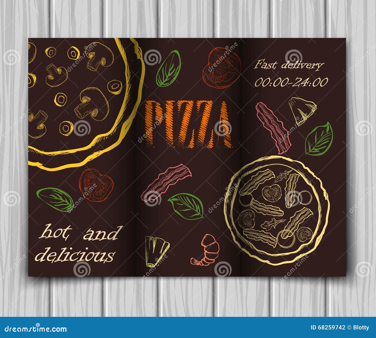 Pizza Food Menu Cafe Brochure Stock Vector - Illustration of menu ...