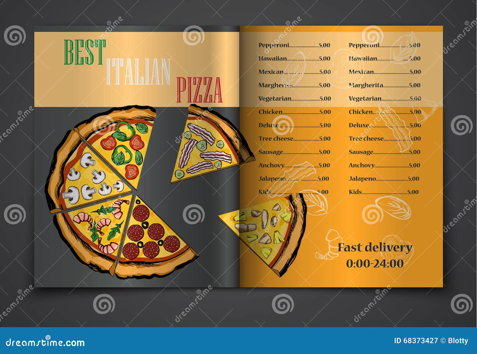 Pizza Food Menu Cafe Brochure Stock Vector - Illustration of poster ...