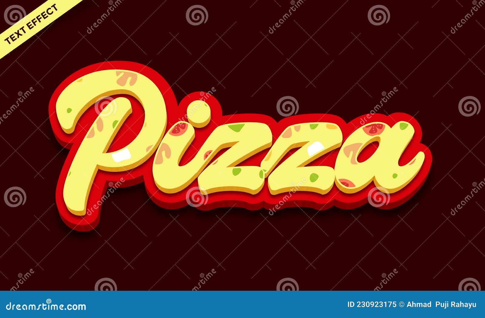 Pizza Food Text Effect Design Stock Vector - Illustration of italian ...