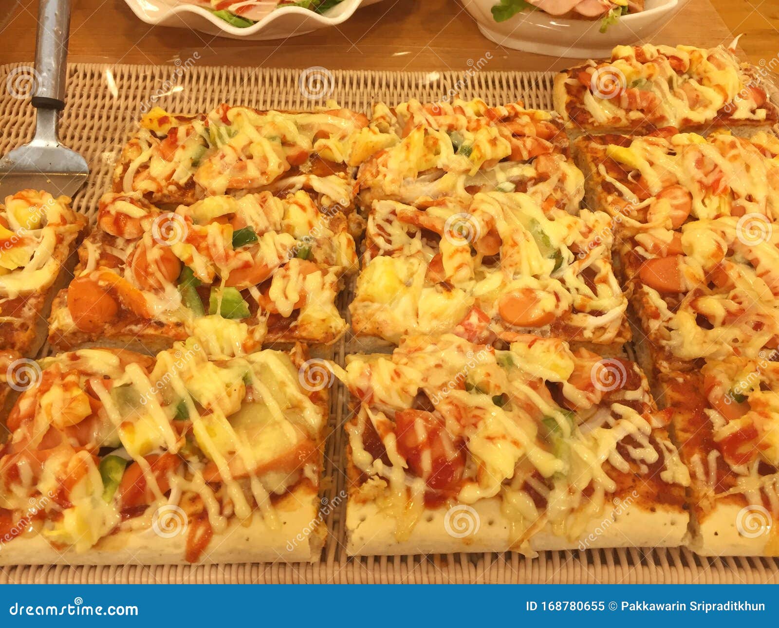 Pizza is on the Food Tray in the Supermarket. Stock Image - Image of ...