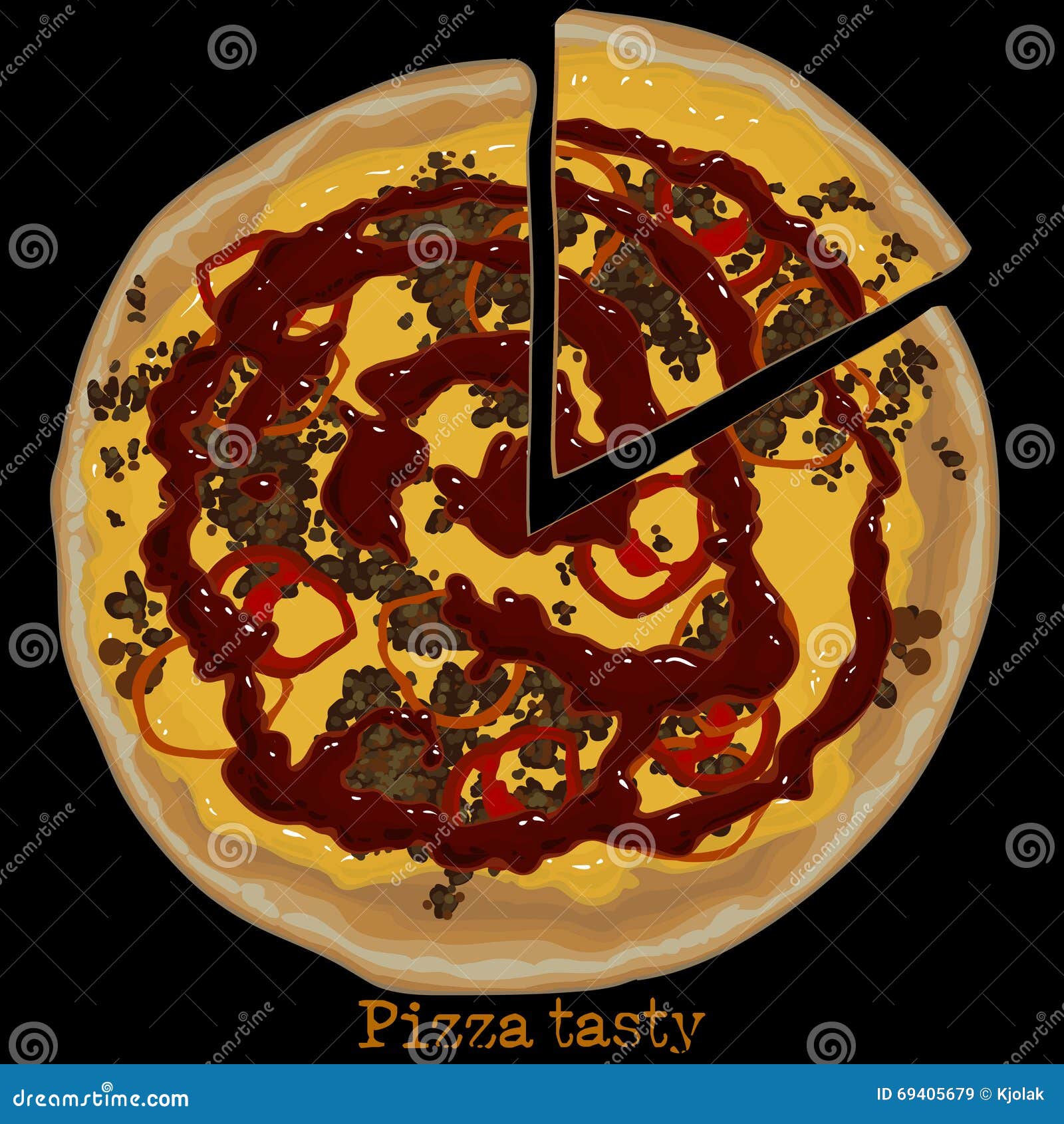 Pizza, freehand drawing stock vector. Illustration of dill - 69405679