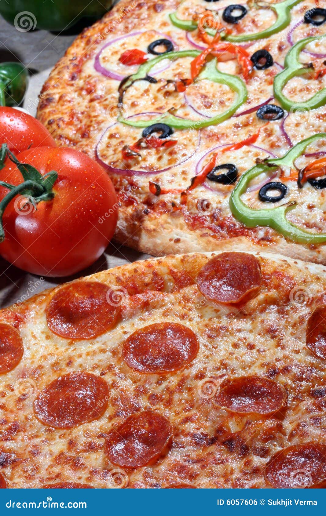 Pizza with fresh toppings stock photo. Image of baked - 6057606