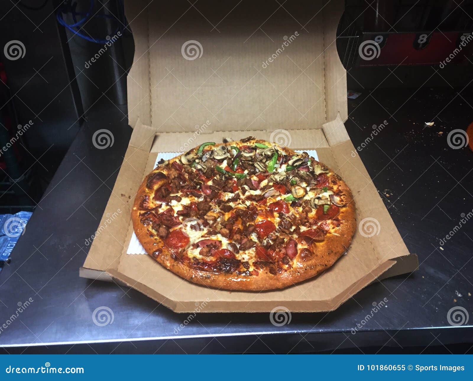 Pizza ready to go. stock image. Image of fast, fastfood - 101860655