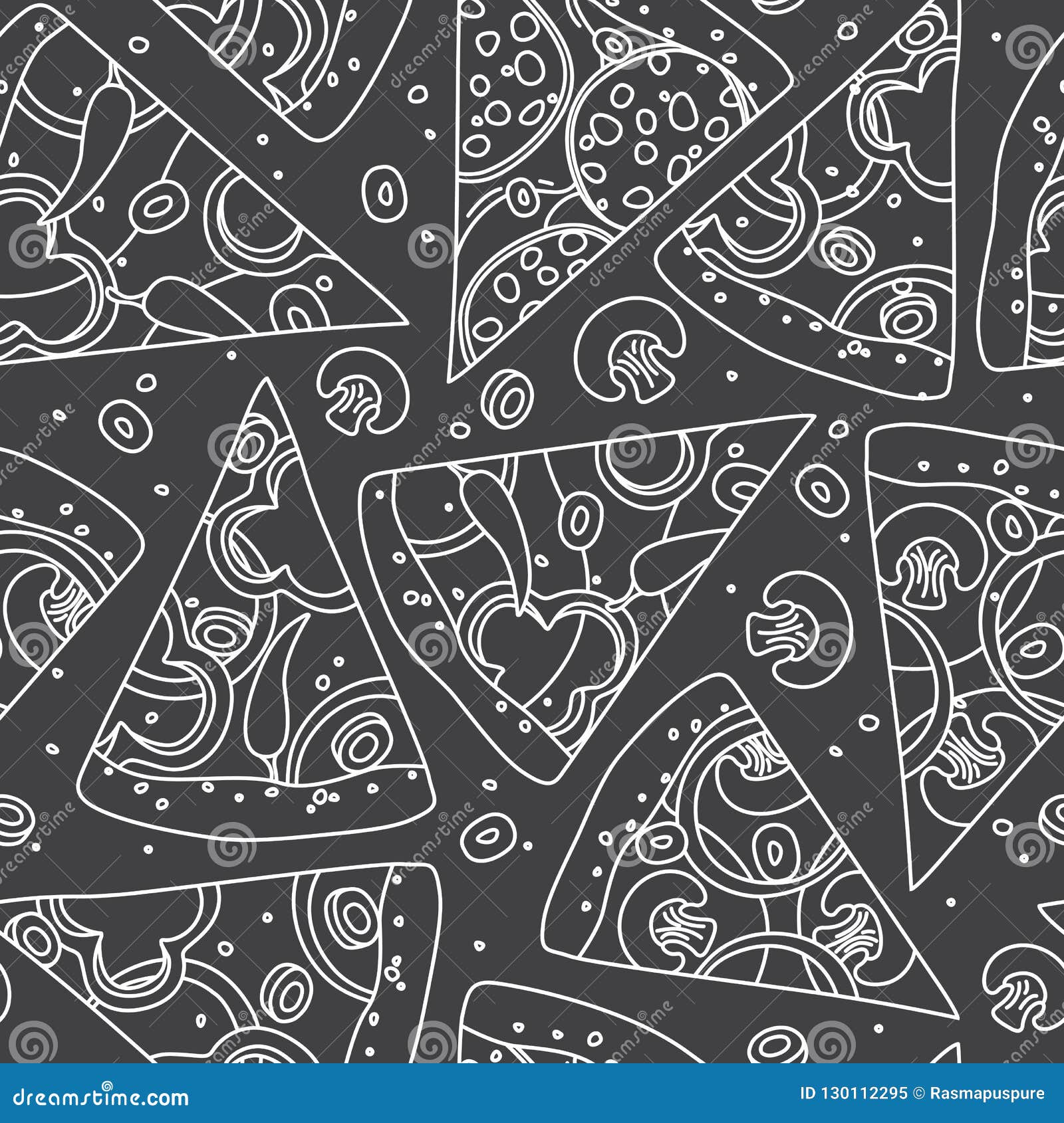 Pizza Graphic Pattern on Dark Grey Background Stock Vector ...