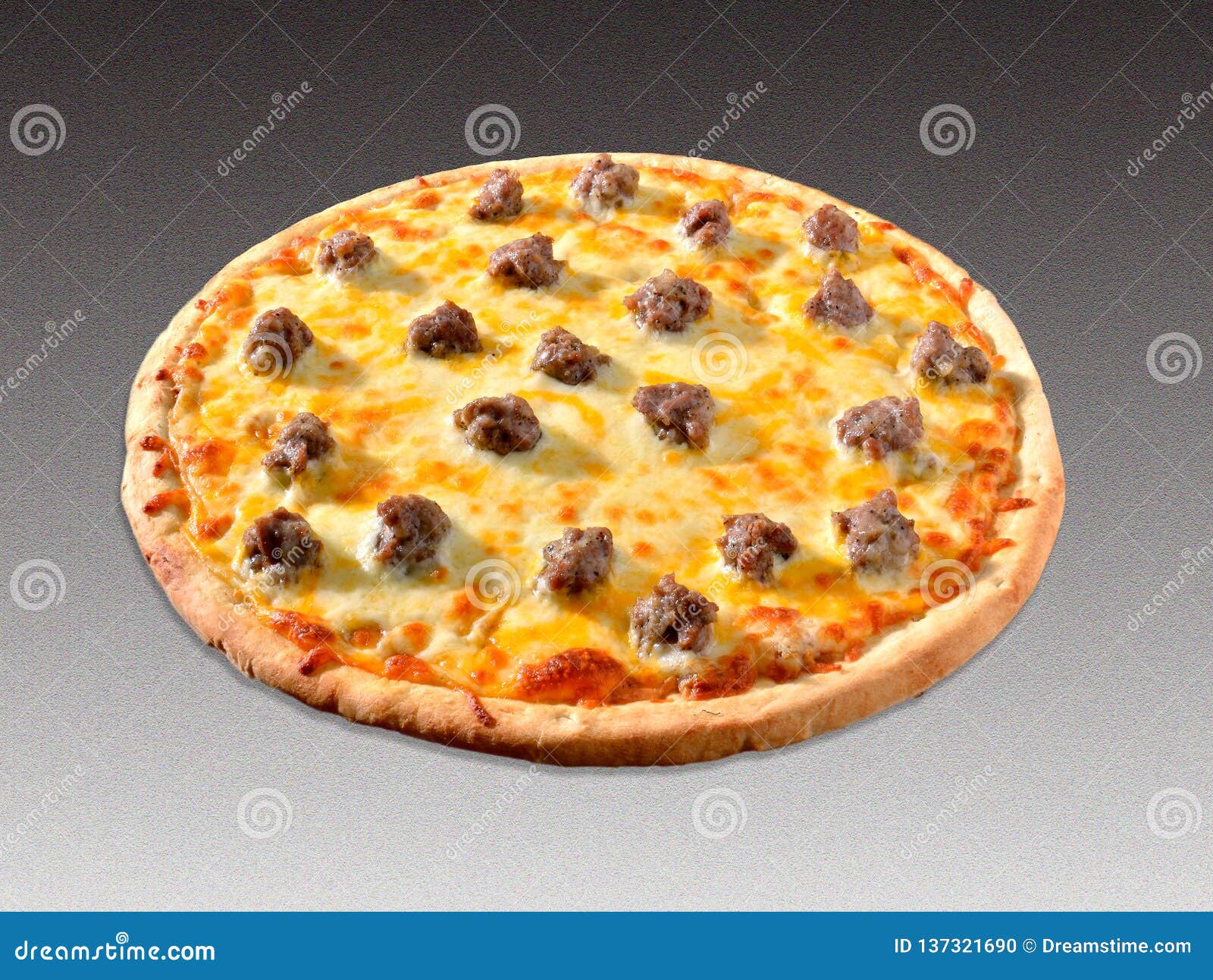 Pizza on grey stock photo. Image of pepperoni, background - 137321690