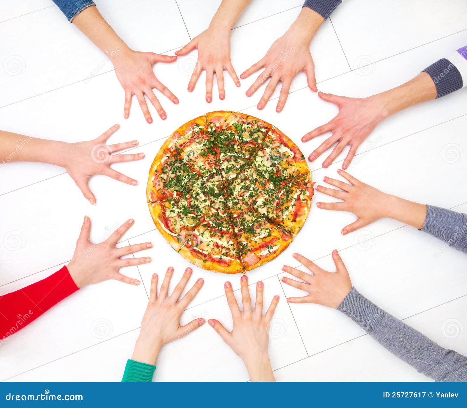 Pizza and human hands stock image. Image of dough, human - 25727617