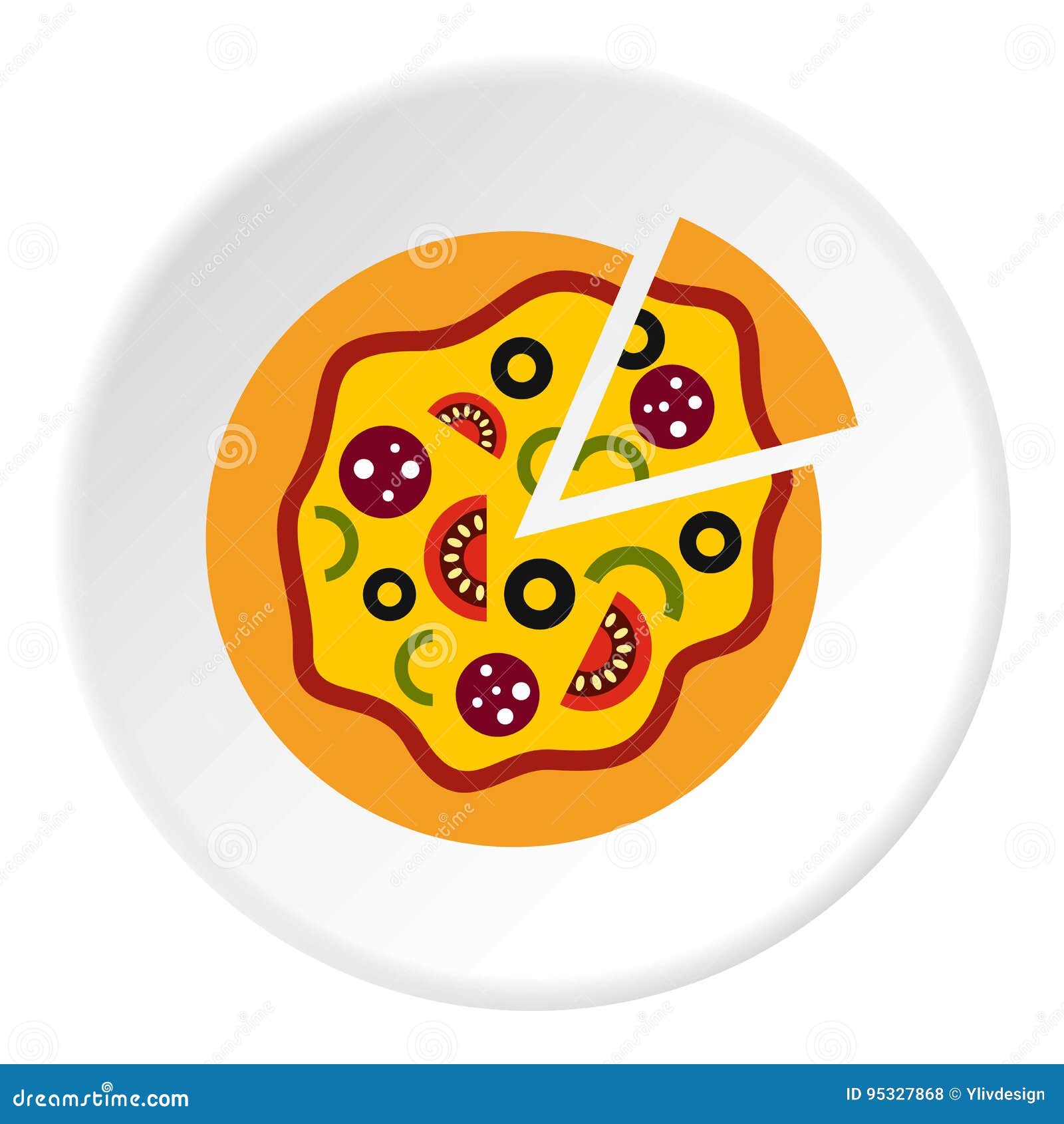 Pizza icon circle stock vector. Illustration of italian - 95327868