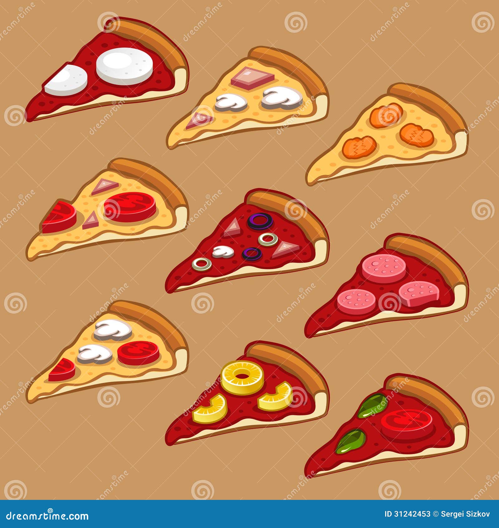 Pizza icon set stock vector. Illustration of delicious - 31242453