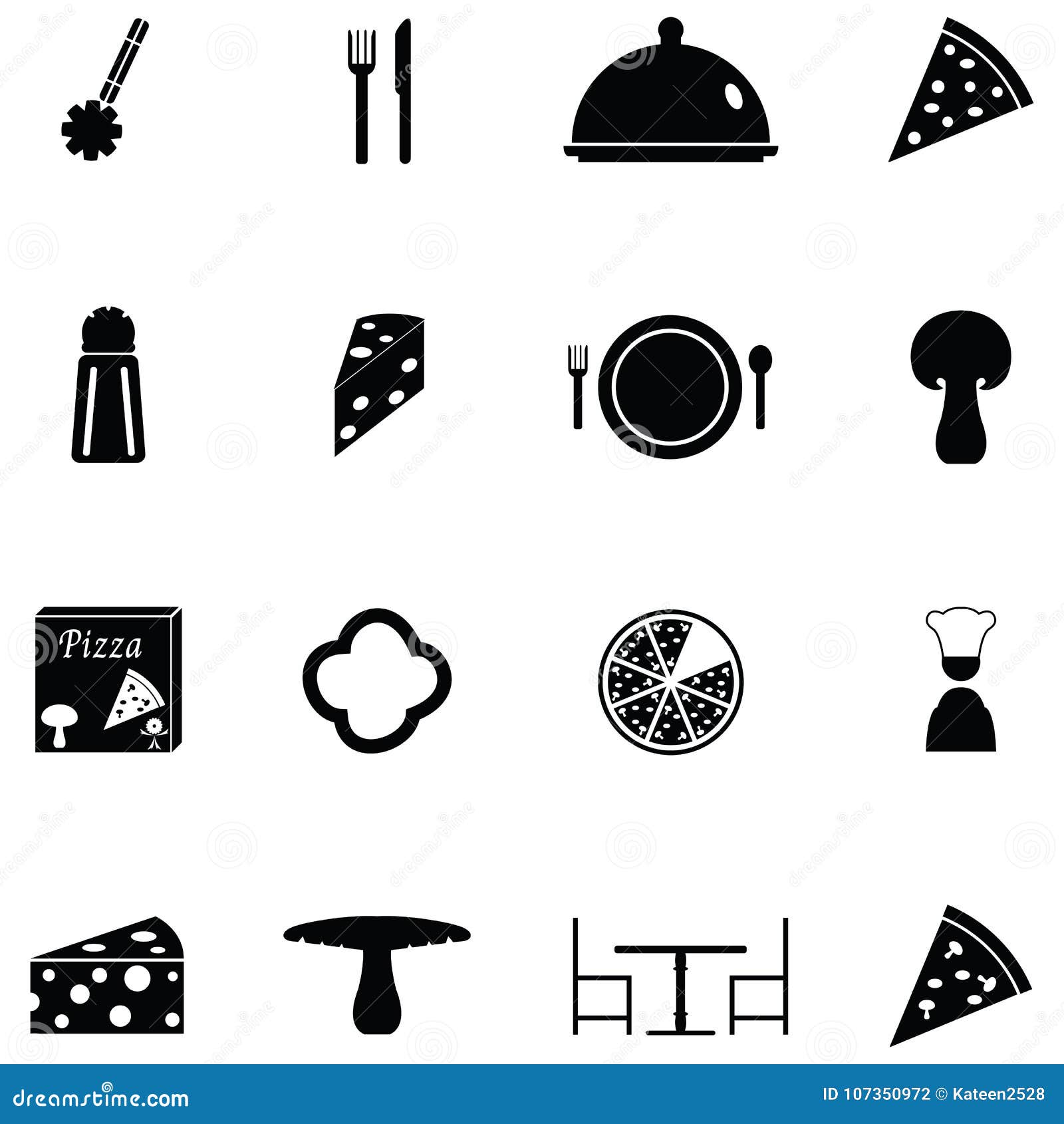 Pizza icon set stock vector. Illustration of fast, isolated - 107350972