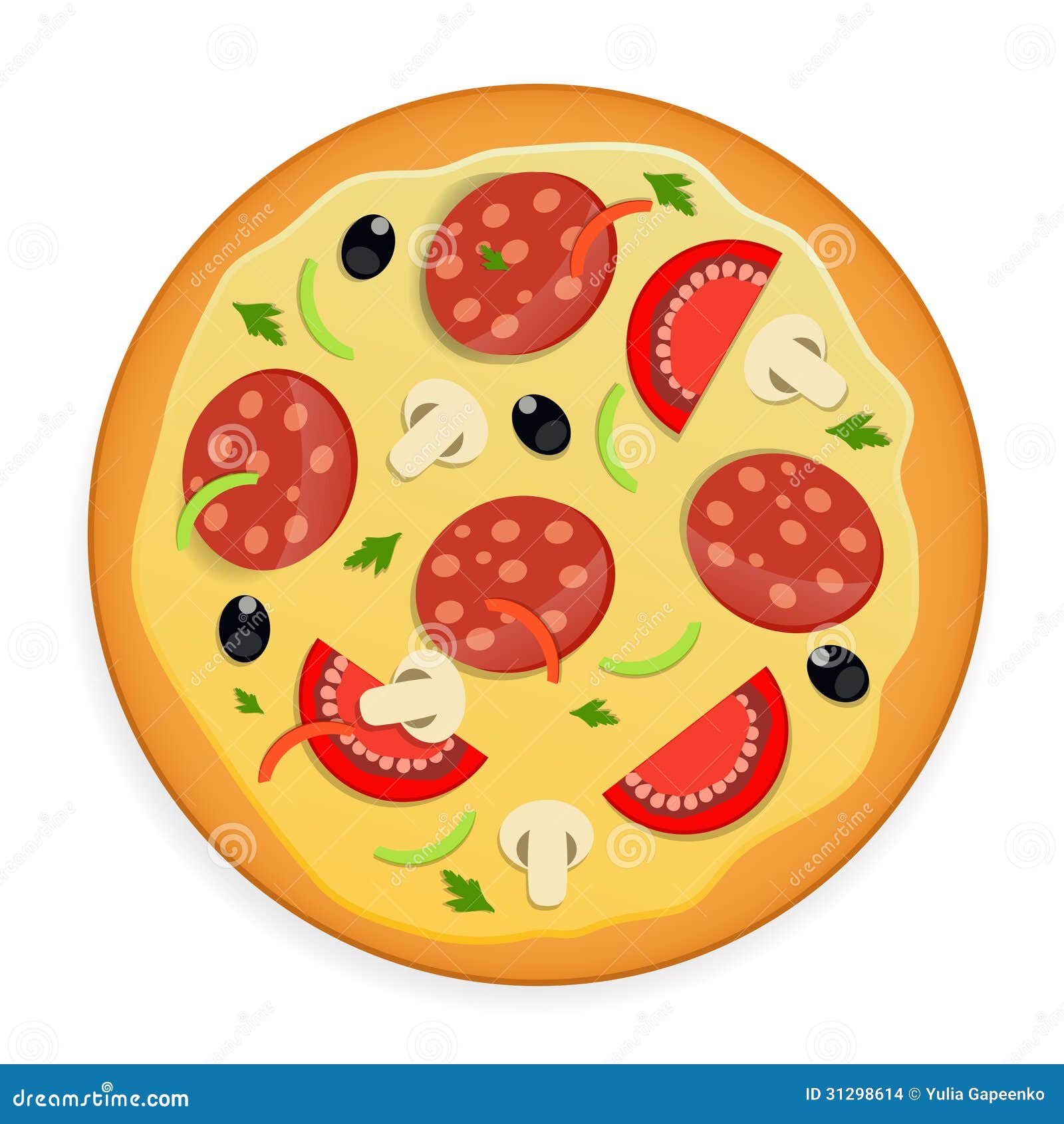 Pizza Icon Vector Illustration. Stock Vector - Illustration of olive ...