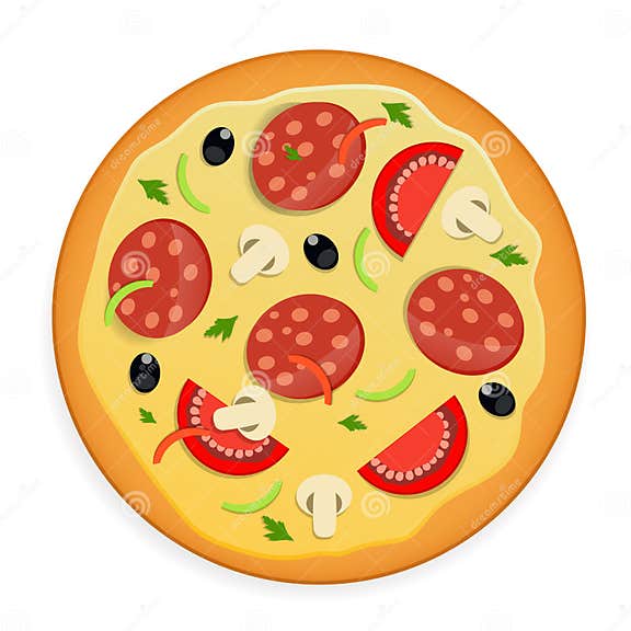 Pizza Icon Vector Illustration. Stock Vector - Illustration of olive ...