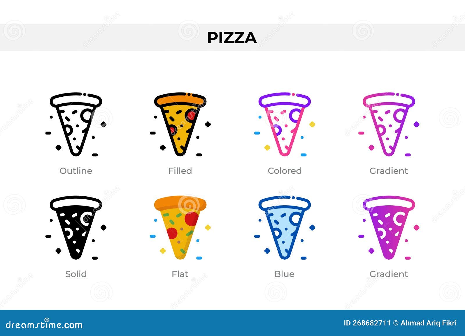 Pizza Icons in Different Style. Pizza Icons Set. Holiday Symbol ...