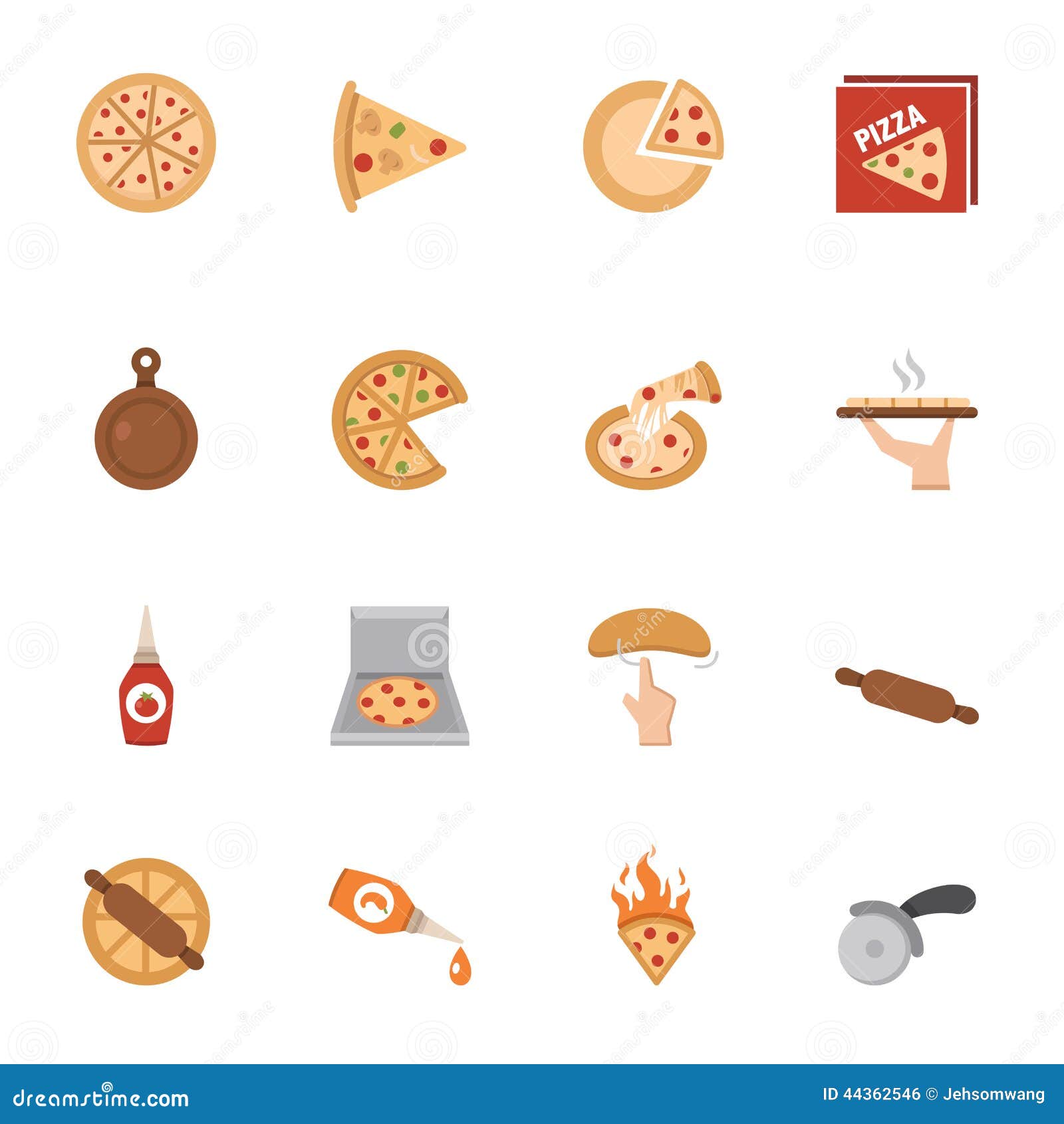 Pizza icons stock illustration. Illustration of portion - 44362546