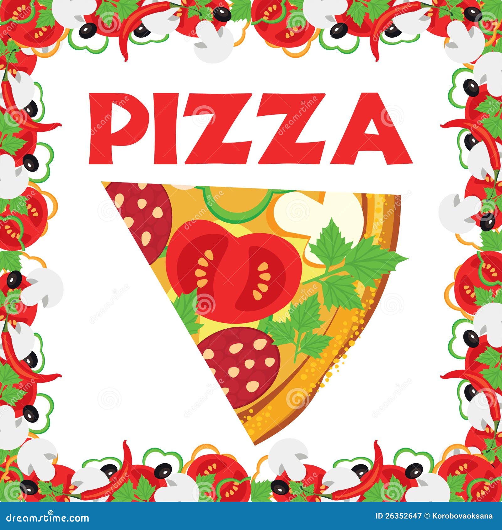 Pizza, illustration stock vector. Illustration of italian - 26352647