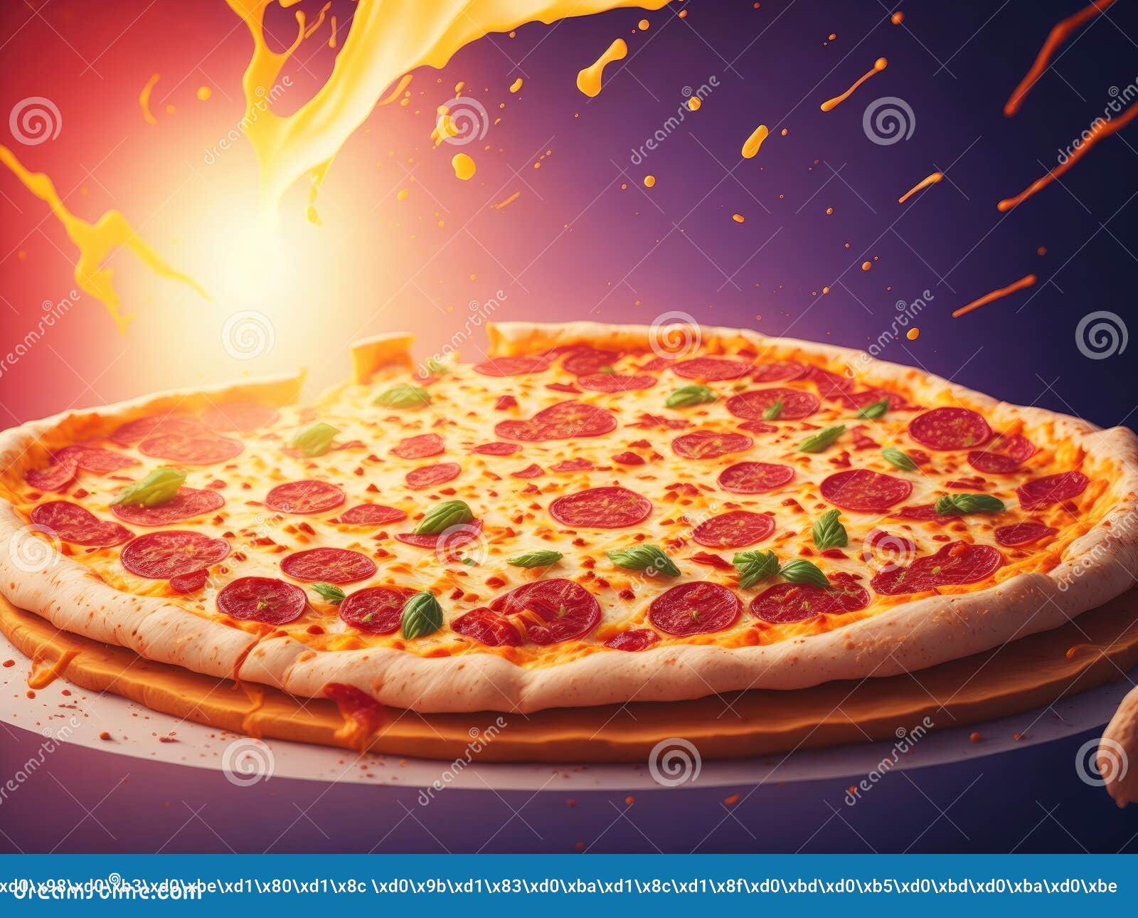 Pizza Image with Splash Color Art Illustration. Ai Generative Stock ...