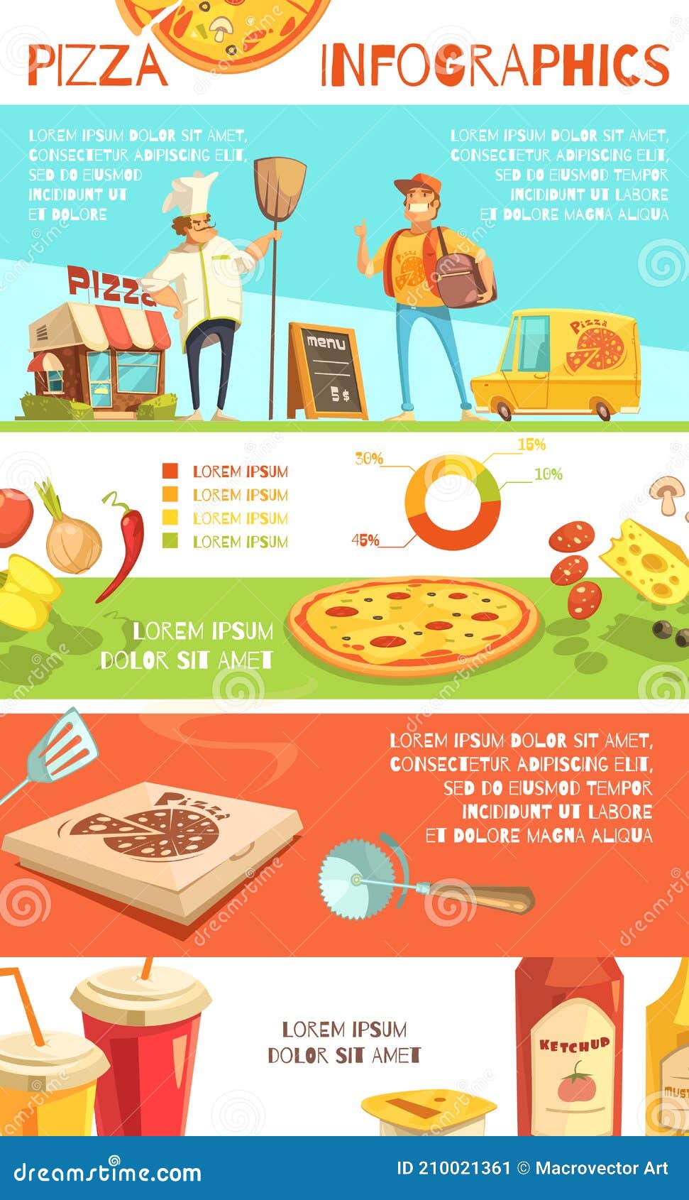 Pizza Infographics Layout stock vector. Illustration of design - 210021361