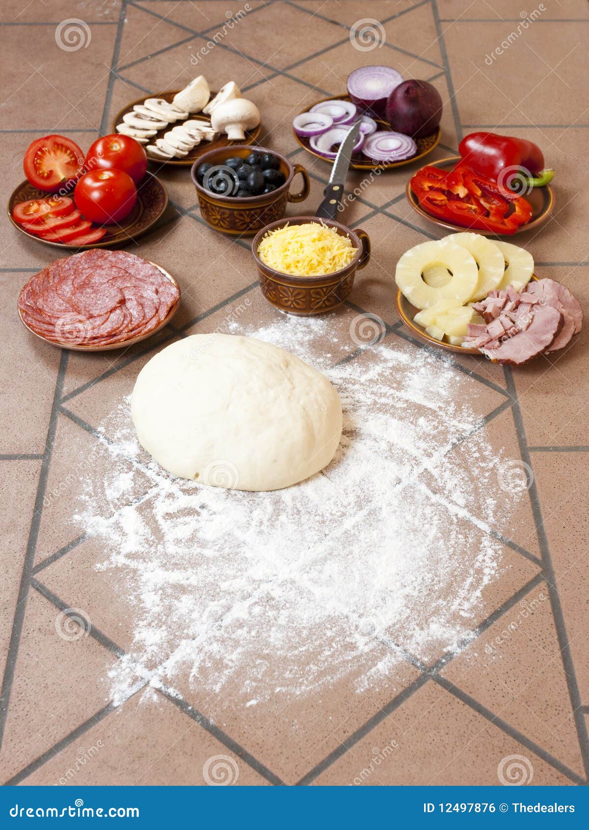 Pizza ingredients stock photo. Image of pineapple, food - 12497876