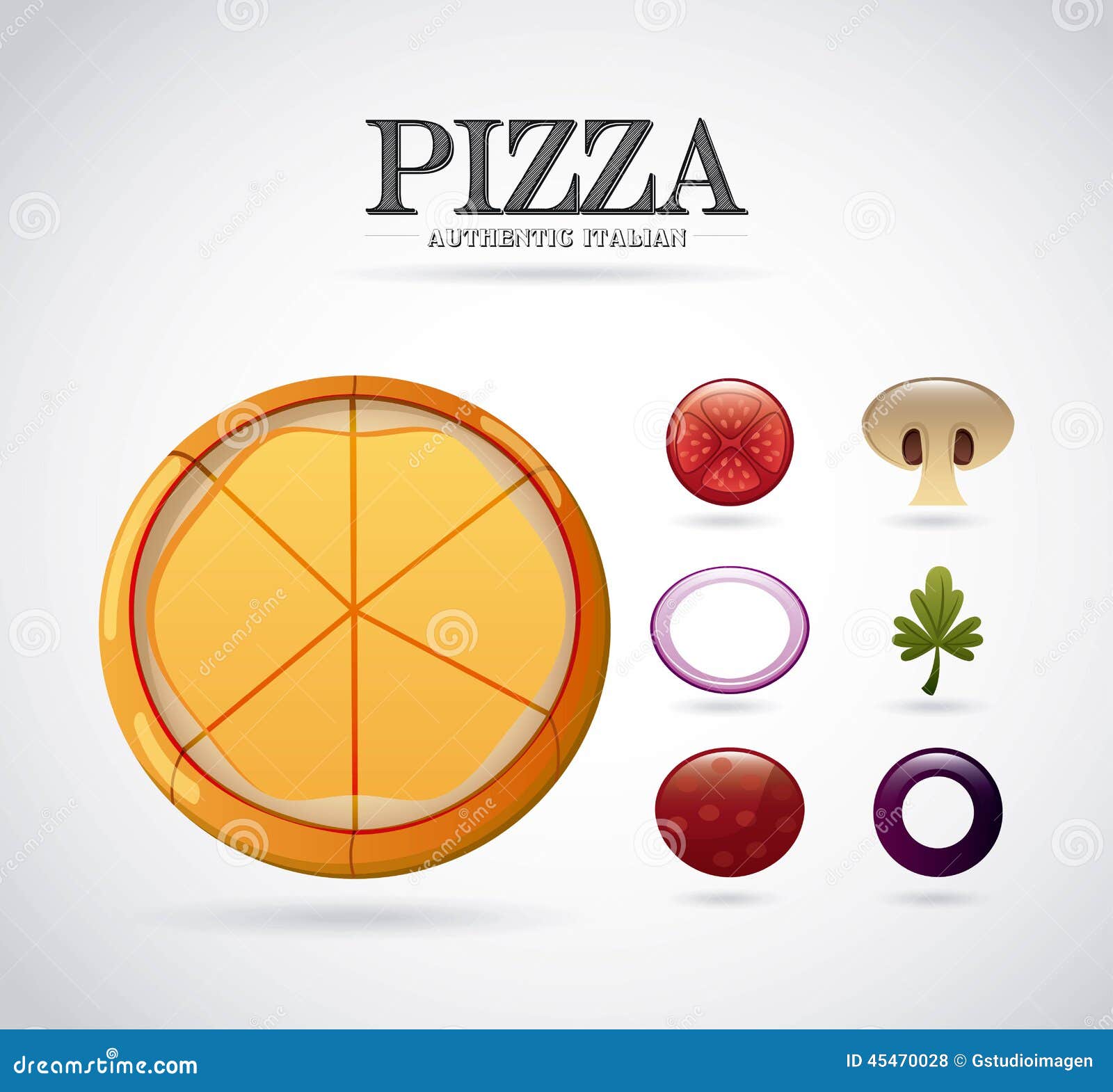 Pizza ingredients design stock vector. Illustration of icon - 45470028