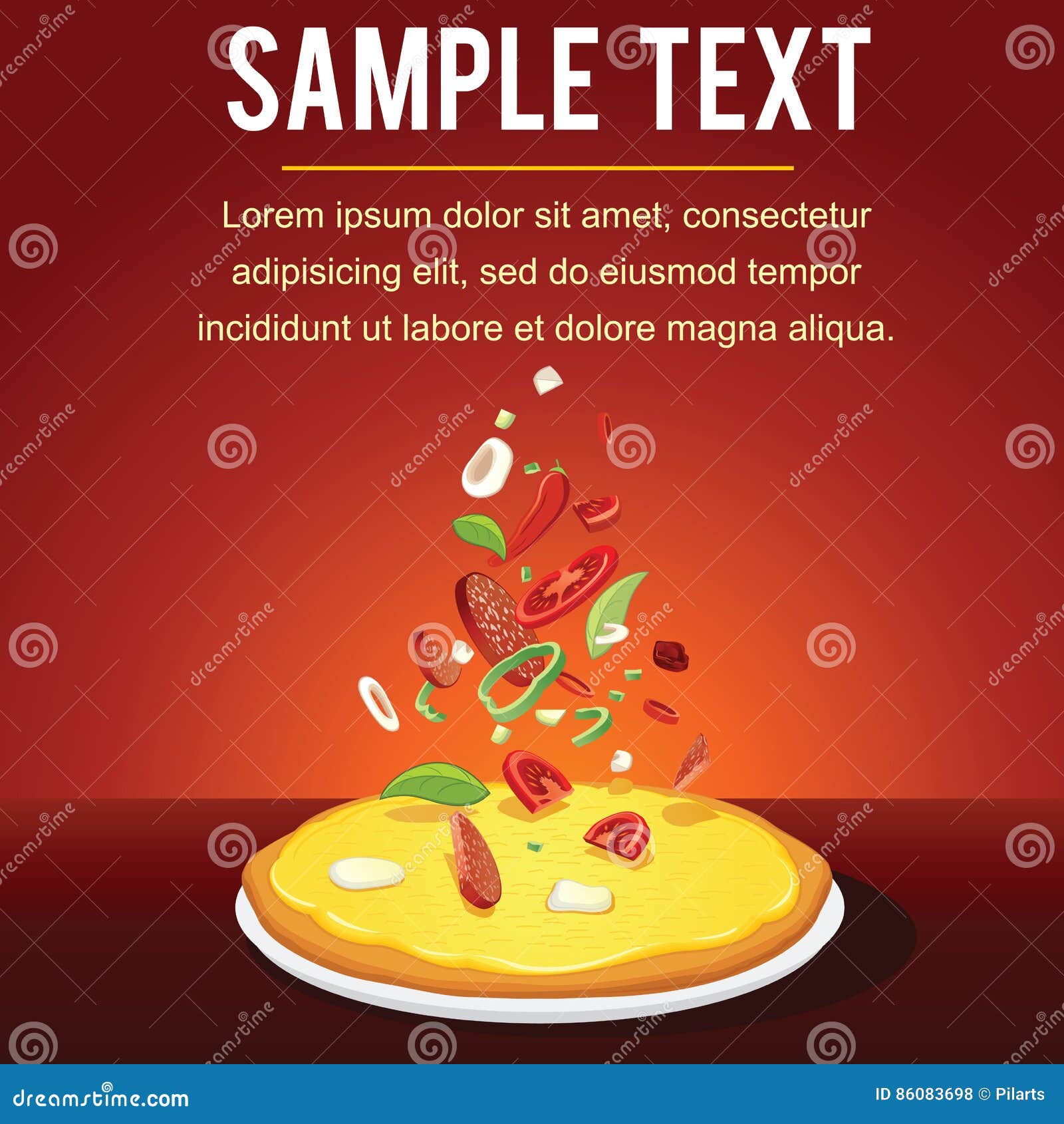 Pizza Ingredients. Pizza and Falling Ingredients Stock Vector ...