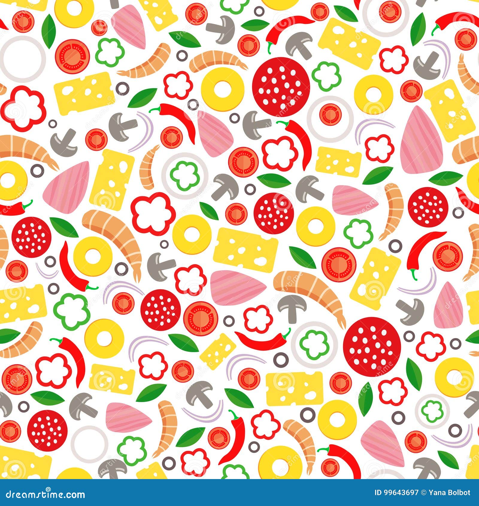 Pizza Ingredients Seamless Pattern Stock Vector - Illustration of meal ... Pizza Ingredients Seamless Pattern Stock Vector - Illustration of meal ...