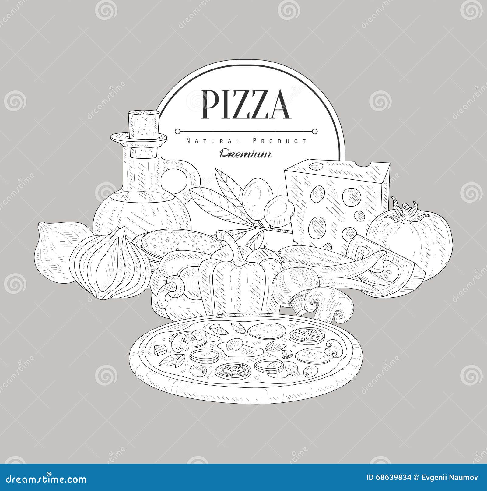 Pizza Ingredients Vintage Sketch Stock Vector - Illustration of ...