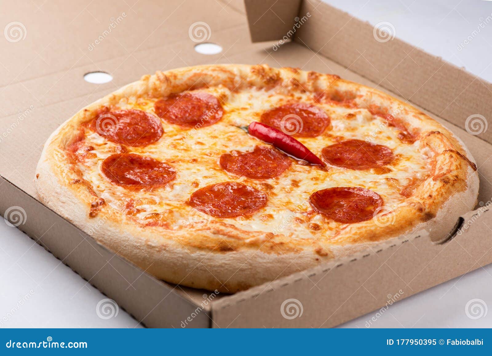 Pizza Inside Open Box on Tall Stack of Delivery Boxes Stock Image ...