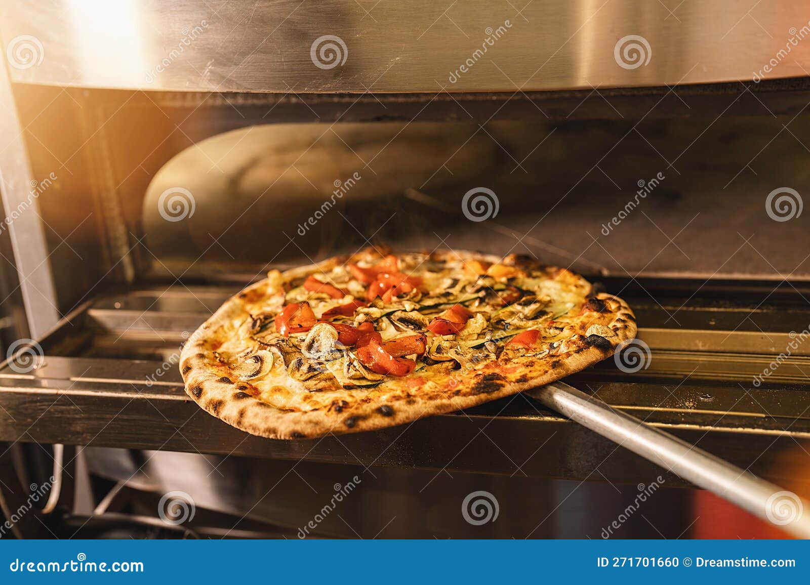 Pizza Inside an Oven in the Italian Pizzeria Stock Photo - Image of ...