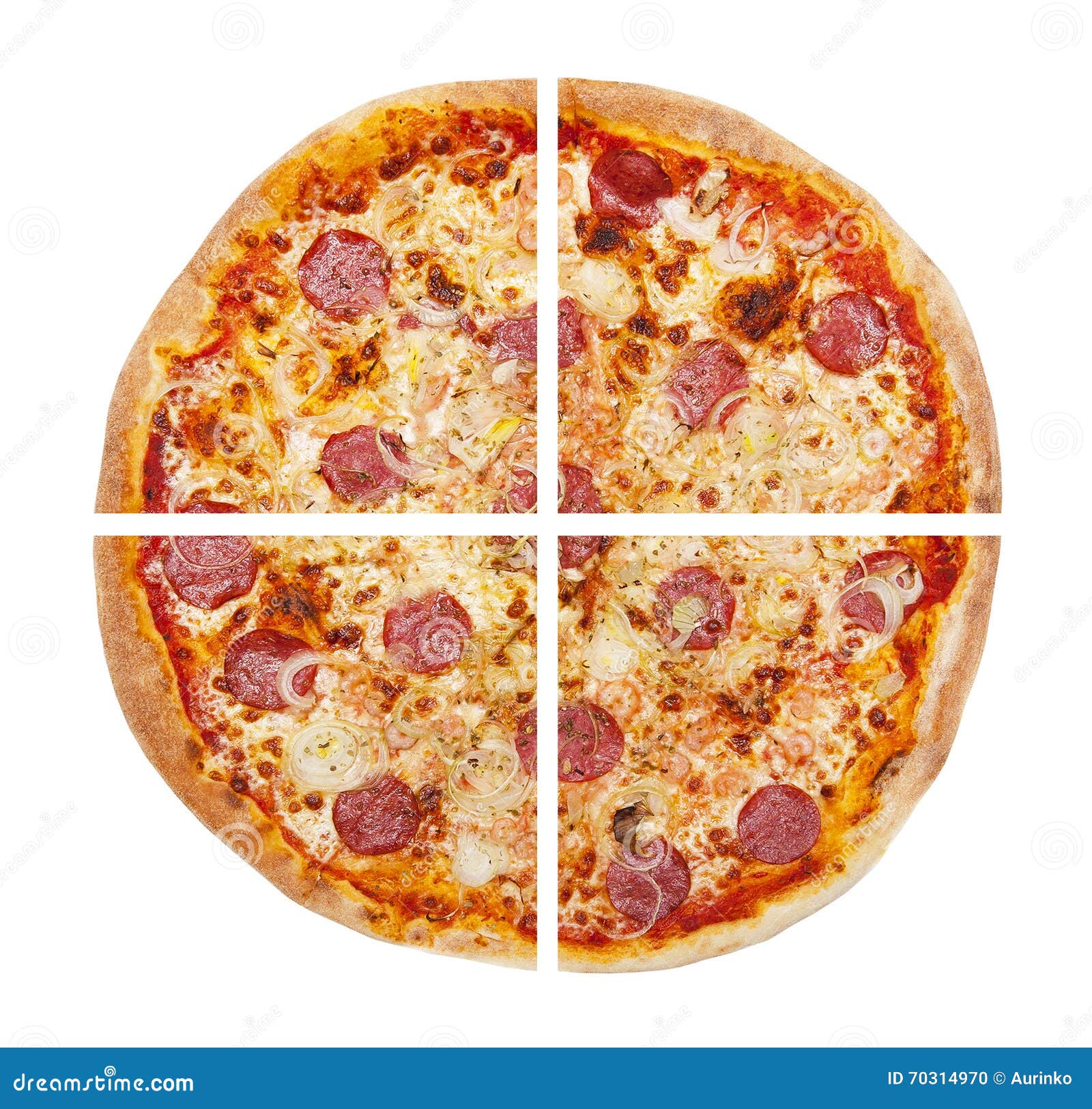 Four Pieces of Pizza Isolated on the White Stock Photo - Image of ...