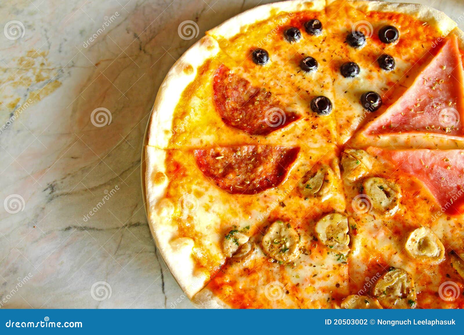 Pizza Italian from above stock photo. Image of background - 20503002