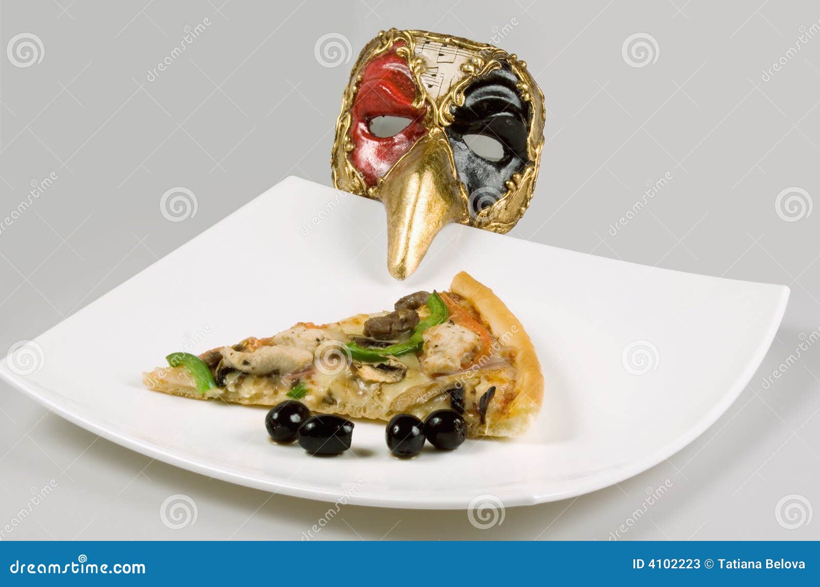 Pizza italian and mask stock image. Image of mask, piece - 4102223