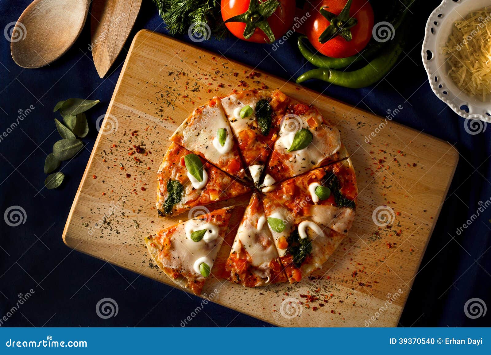 Pizza stock photo. Image of basil, herbs, mediterranean - 39370540
