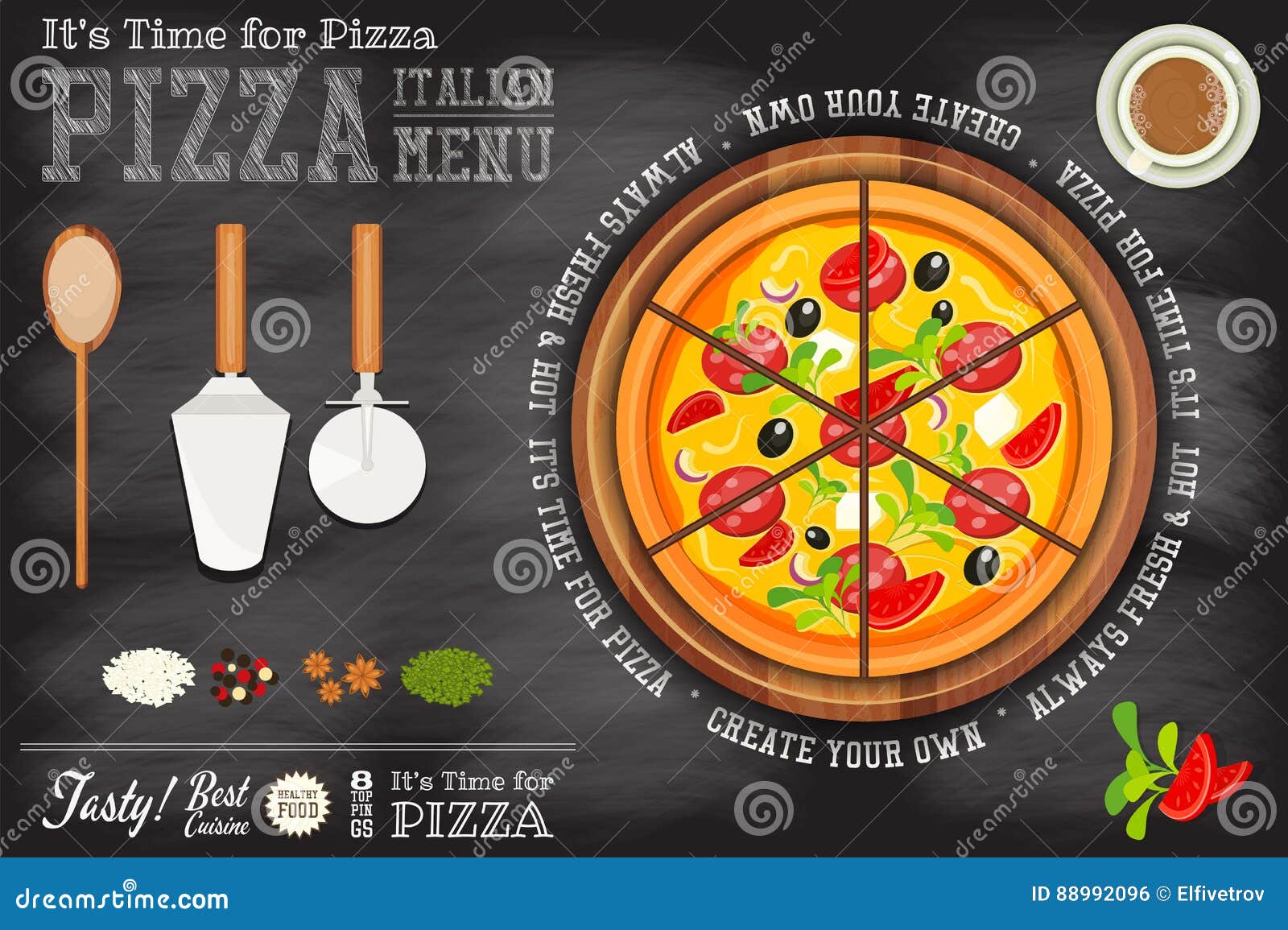 Pizza italiana ilustración del vector. Ilustración de ingrediente ...
