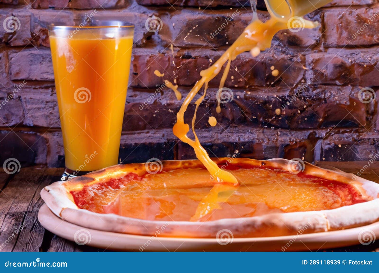 Pizza and Juice stock image. Image of cheese, italian - 289118939