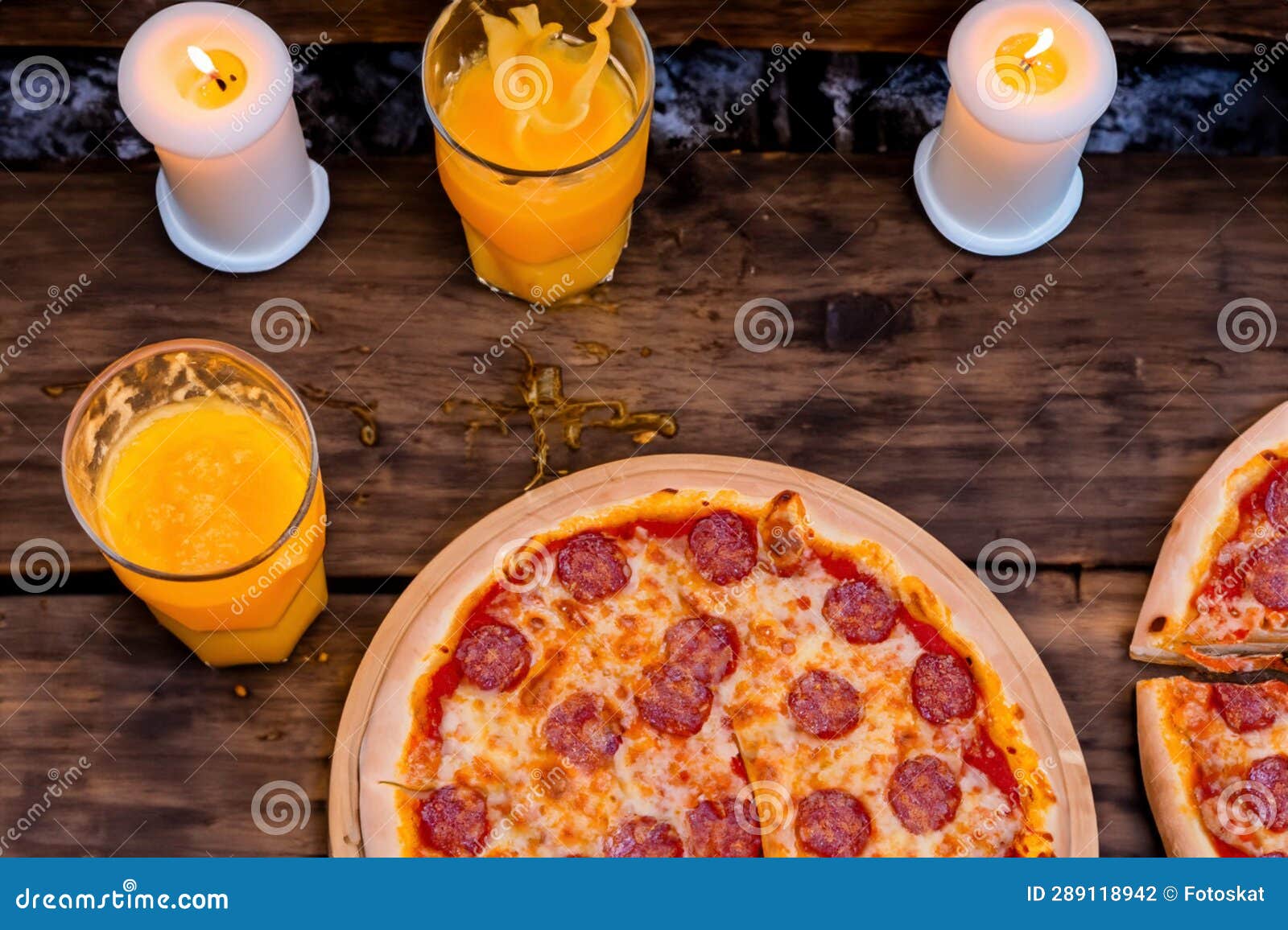 Pizza and Juice stock photo. Image of italian, restaurant - 289118942