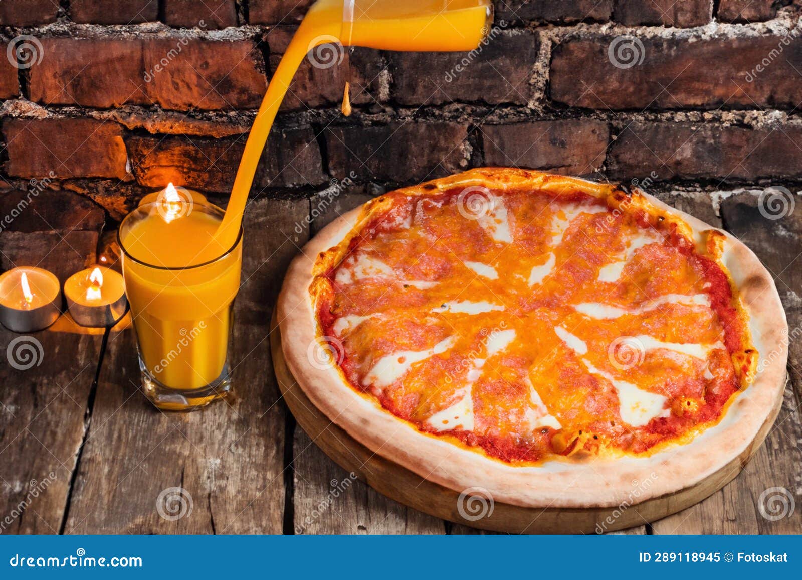 Pizza and Juice stock illustration. Illustration of vegetable - 289118945