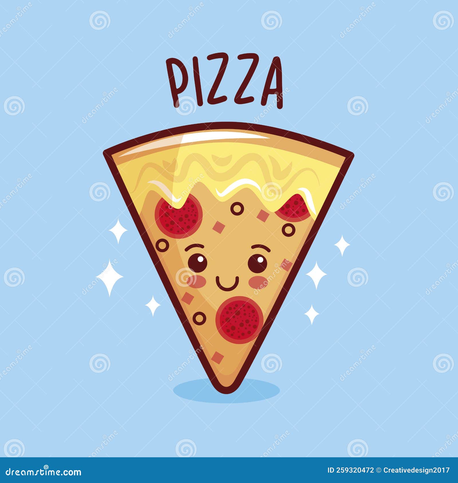 Pizza kawaii vector stock vector. Illustration of graphic - 259320472